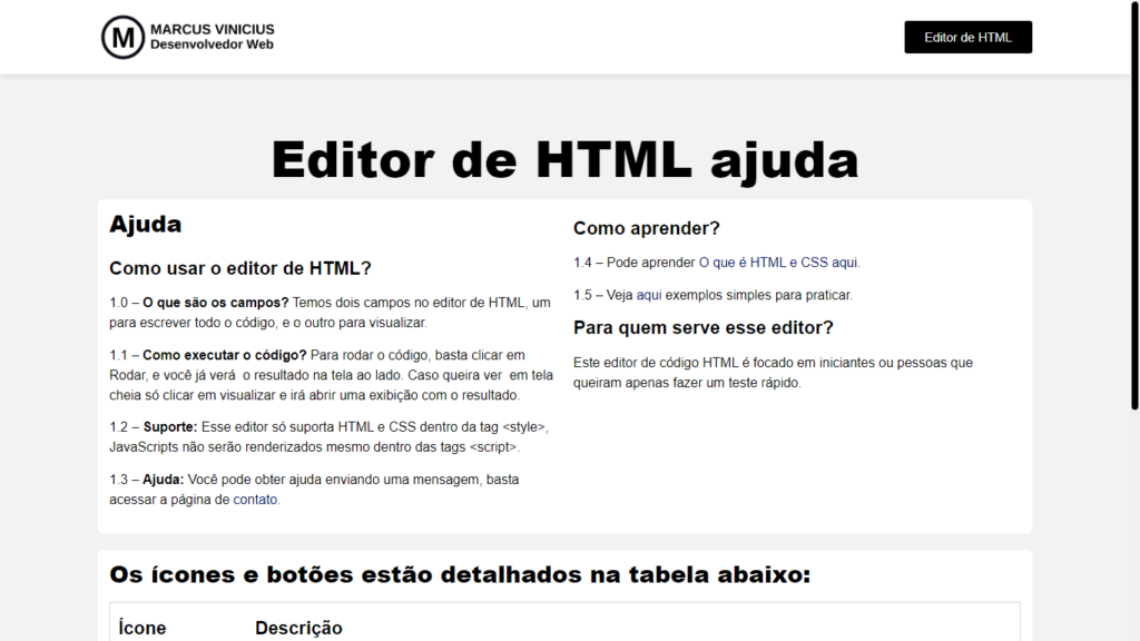 Online editor HTML Grátis e desenvolvimento web Front-End